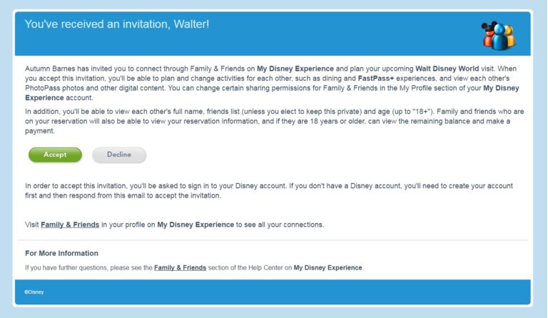 How to add friends and family to your My Disney Experience account ...